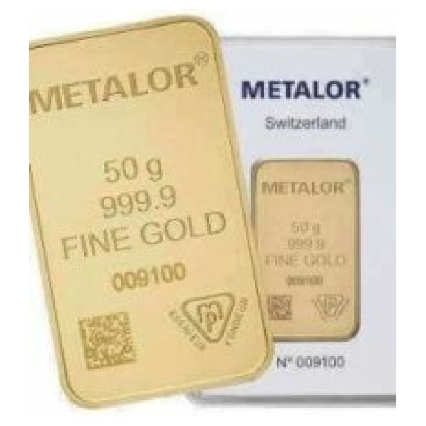 Metalor 50 Gram Gold Bar - Buy 50g Gold Bars UK - Gold Bullion Dealers